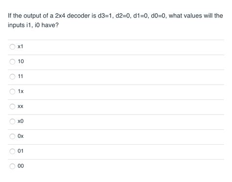 solved if the output of a 2x4 decoder is d3 1 d2 0 d1 0