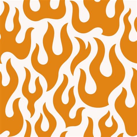 Premium Vector Groovy Orange Flame Seamless Pattern Abstract Fire Vector Background In S