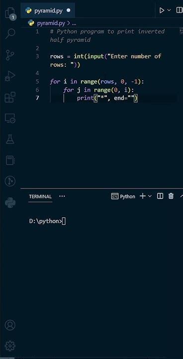 😲 Unbelievable Python Trick Inverted Pyramid Pattern In 1 Min Shorts