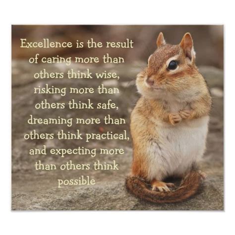 Cute Chipmunk With Inspiring Excellence Quote Poster Chipmunk