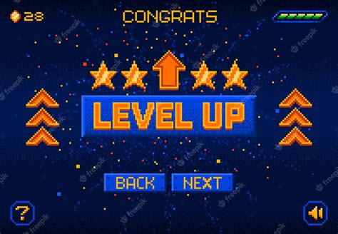 Premium Vector 8bit Game Level Up Pixel Screen Background