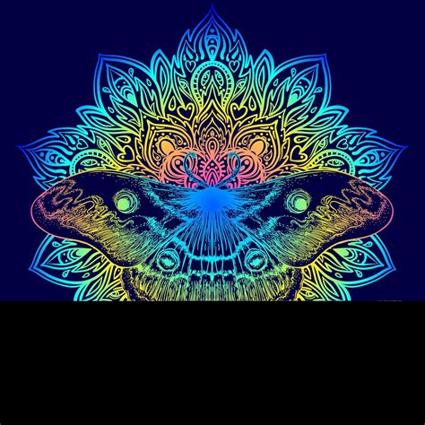 Psychedelic Moth Mandala Tattoo Pastel Tattoo Symbol Vector Pastel
