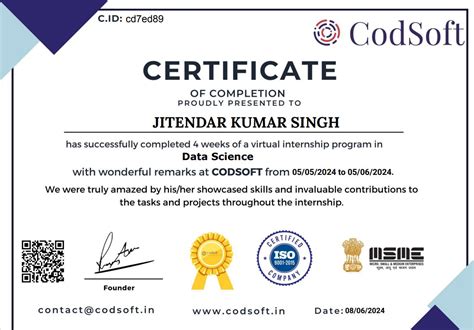 Finished Data Science Internship At Codsoft Jitendar Kumar Singh Posted On The Topic Linkedin