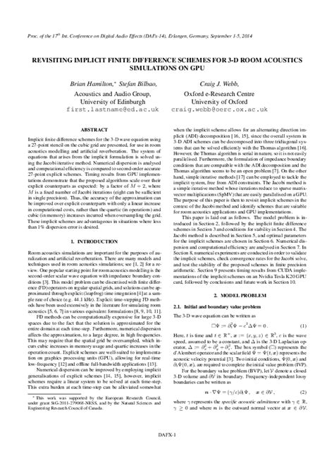 Pdf Revisiting Implicit Finite Difference Schemes For 3 D Room