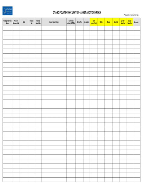 Fillable Online Asset Additions Form Fax Email Print Pdffiller