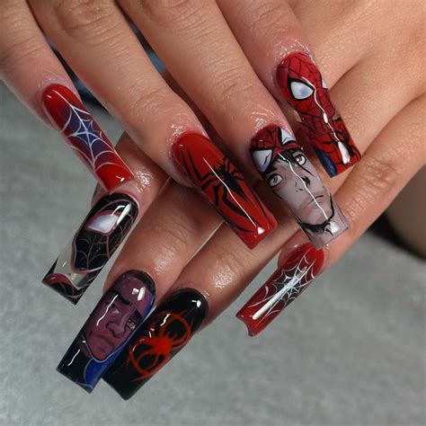 Spider Man Nails Superhero Nails Movie Themed Nails Pretty Gel Nails