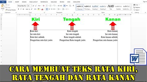 CARA MEMBUAT TEKS RATA KIRI, RATA TENGAH DAN RATA KANAN DALAM SATU BARIS DI WORD - YouTube