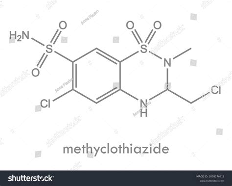 Methyclothiazide Structure Thiazide Diuretic Drug Molecule Stock Vector Royalty Free