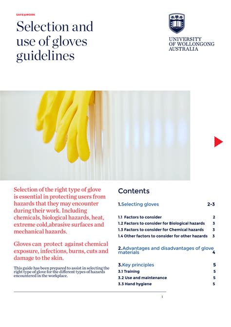 Selection And Use Of Gloves Guidelines
