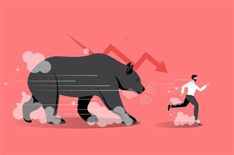 Premium Vector Bear Running Behind Man Loss Stock Market Concept Vector
