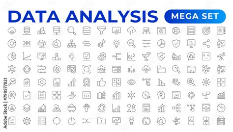 Data Analytics Icon Set Big Data Analysis Technology Symbol Containing Databasecomputing And