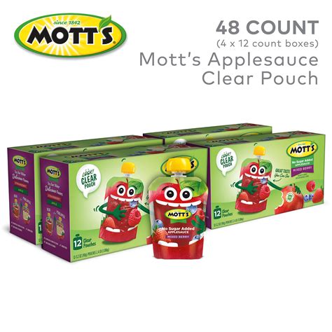 Motts No Sugar Added Mixed Berry Applesauce 3 2 Oz 48 Count Clear