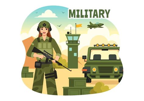 Illustration Of Military Army Forces Featuring Soldiers Weapons Tanks