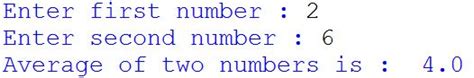 Program Of Average Of Two Numbers In Python 6 Cs Ip Learning Hub