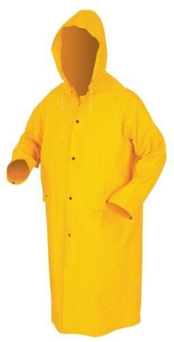 Yellow Safety Rain Coat Rain Jacket 49 Detachable Hood 35mm Pvc