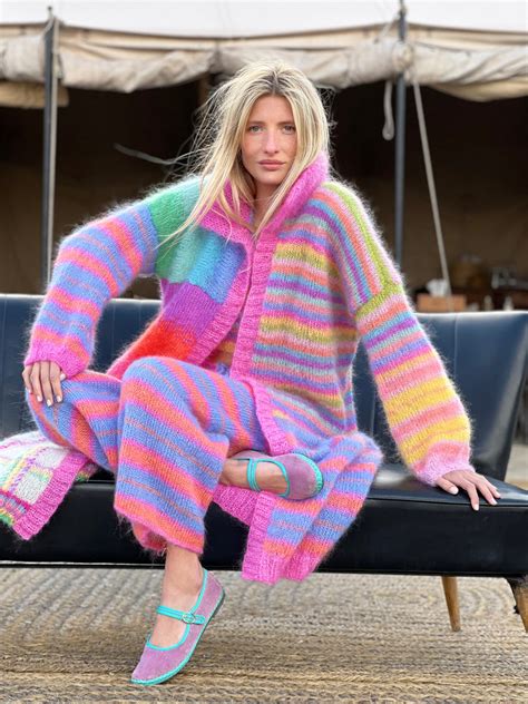 Coat Patchwork Pastels Rose Carmine