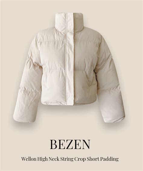 웰론소재4color 베즌 웰론 하이넥 스트링 크롭 숏 패딩 에이블리