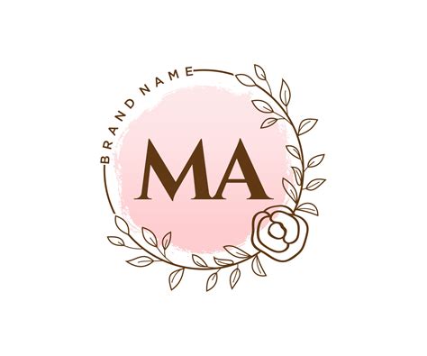 Initial Ma Feminine Logo Usable For Nature Salon Spa Cosmetic And Beauty Logos Flat Vector