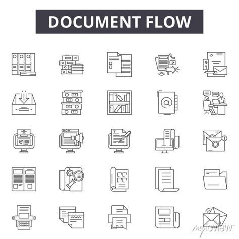 Document Flow Line Icons Signs Set Vector Document Flow Outline Wall