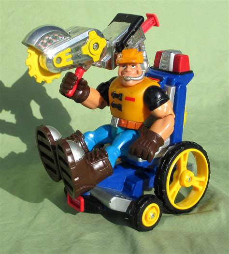 Mattel Rescue Heroes Building Construction Worker On Rolling Buzzsaw It