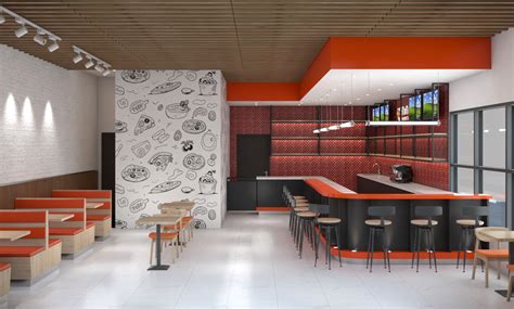 Modern Simple Pizza Restaurant Design Pizza Tablesandchairs And Display