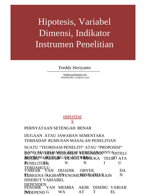 Hipotesis Variabel Dimens Pdf