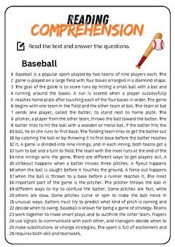 Reading Comprehension Baseball Solutions By Learnplanet Tpt