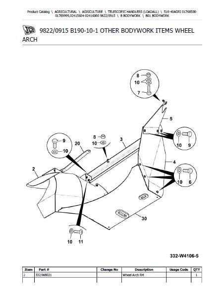 Jcb 516 40 Telescopic Handlers Loadall Parts Catalogue Manual Seria