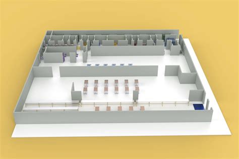 Assembling Workshop Factory Industrial Floor Plan Production 3d Model