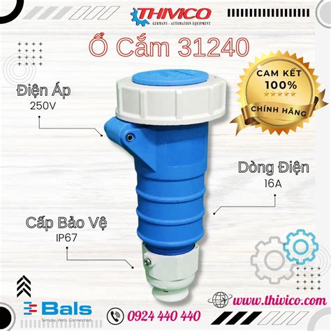 Ổ CẮm NỐi Ip67 3p 16a230v 31240 Thivico