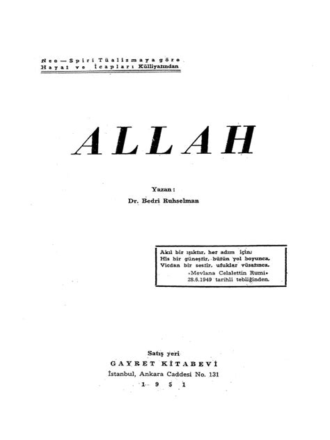 Bedri Ruhselman Allah 1951 Pdf