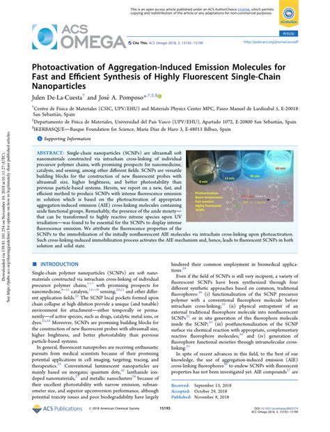 Pdf Photoactivation Of Aggregation Induced Emission Molecules For