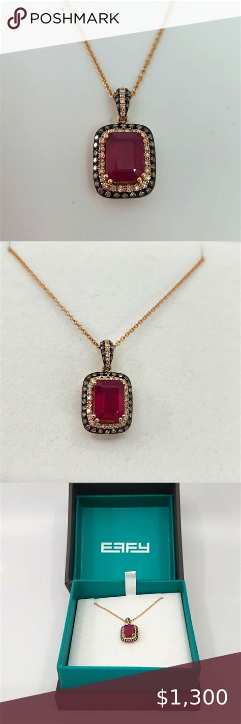 Effy Rose Gold Diamond And Ruby Necklace And Certificate Of Authenticity Rose Gold Diamonds