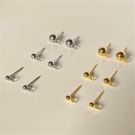 3mm4mm6mm Stainless Steel Ball Stud Earring Post With Loopgold Steel