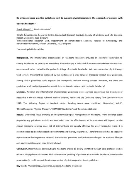 Pdf Do Evidence Based Practice Guidelines Exist To Support