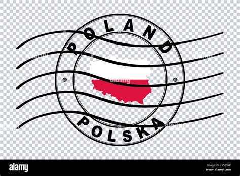 Map Of Poland Postal Passport Stamp Travel Stamp Clipping Path Stock