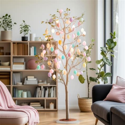 Premium Photo Minimalist Easter Egg Tree Illuminated By Soft Pastel