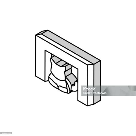 At Preposition English Isometric Icon Vector Illustration Stock