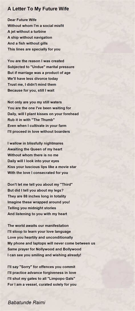 Future Wife Poems