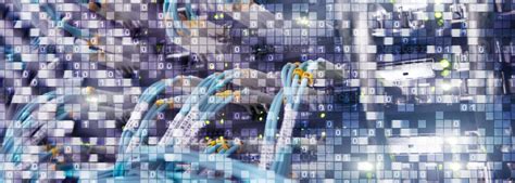 Binary Code On Datacenter Background Cyber Space Concept