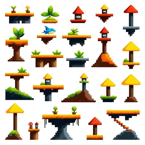 Platformer Vector Set White Background Isolated A High Quality