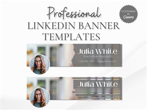 Professional Linkedin Banners Customizable In Canva Personalized