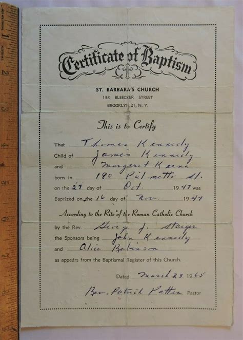 Certificate Of Baptism With Notations Certificate Of Baptism And