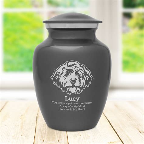 Small Cockapoo Pet Cremation Urn Gunmetal Gray Green Meadow Memorials