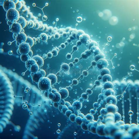 Close Up Of Dna Molecule With Blue Glowing Details Stock Image Image
