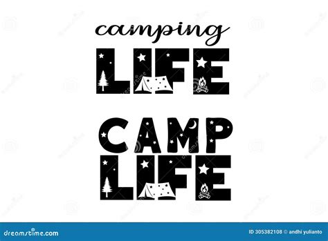 Camping Life Saying Or Quote Vector Design Camp Life Night Sign