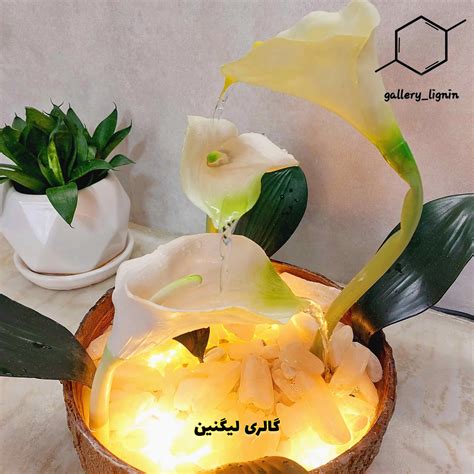 آبنما رومیزی طرح بارانی با نورپردازی Led گالری لیگنین