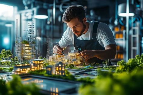 Electrician Designing Energyefficient Power Grid Premium Ai Generated Image