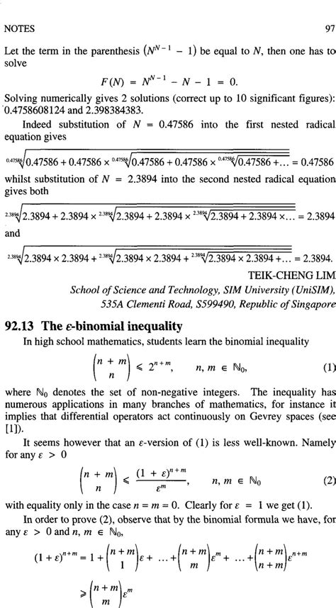 9213 The Ɛ Binomial Inequality The Mathematical Gazette Cambridge Core