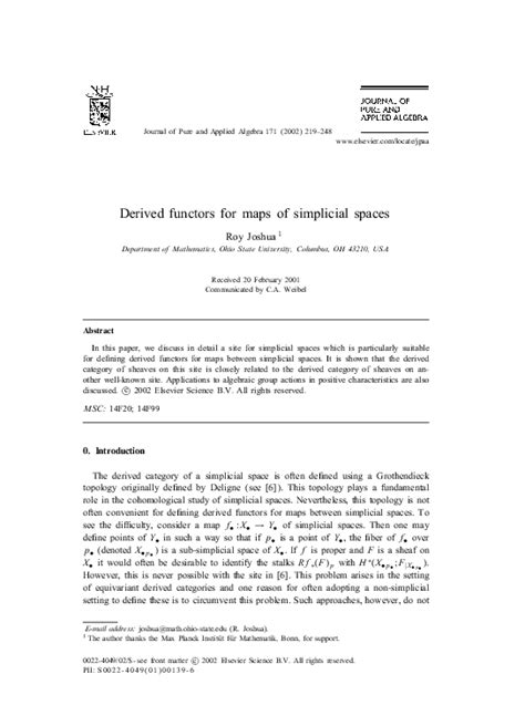 Pdf Derived Functors For Maps Of Simplicial Spaces